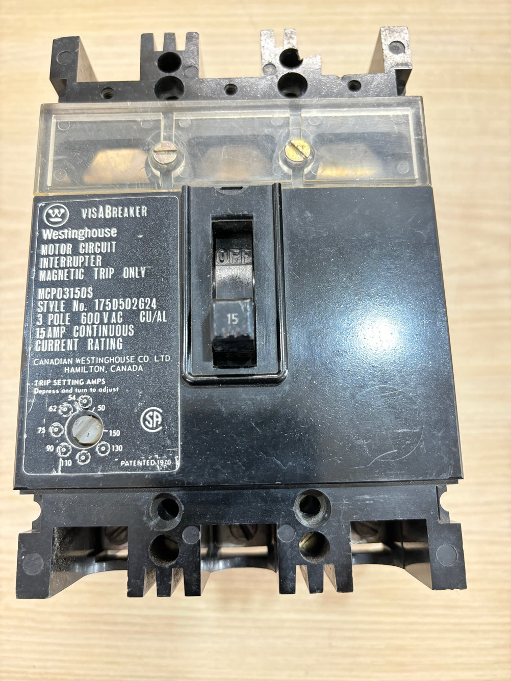 MCP03150S 15Amp Westinghouse Mcp Breaker Used