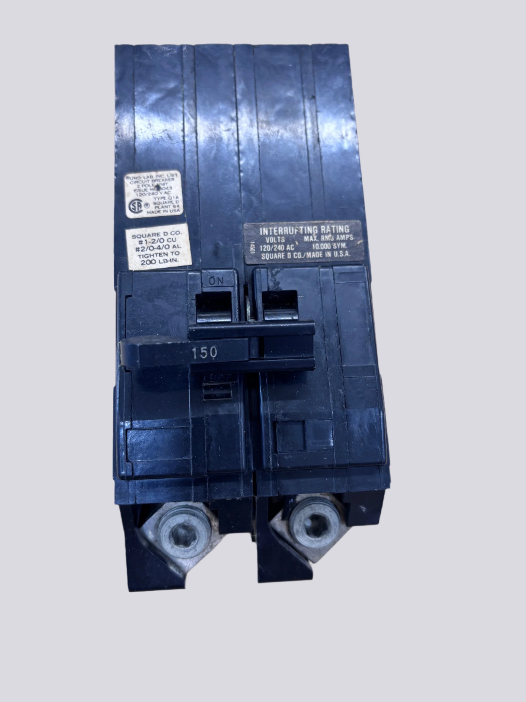 Q12150 SQD, SQUARE D 150 amp CIRCUIT BREAKER CLIP ON used